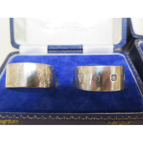 Two boxed sets of silver napkin rings - hallmarks for Birmingham ...