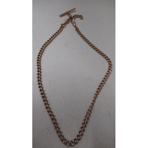 A 9ct rose gold fully hallmarked Albert link with chain and T-bar ...