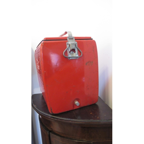 A vintage mid-century Coca Cola metal cool box / cooler with interior ...