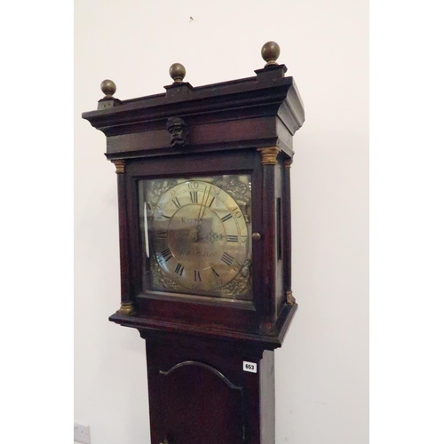 An 18th century 30 hour longcase clock with an 11 inch square brass ...