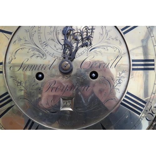 An 8 day longcase clock with a square 12 inch brass dial signed Samuel ...