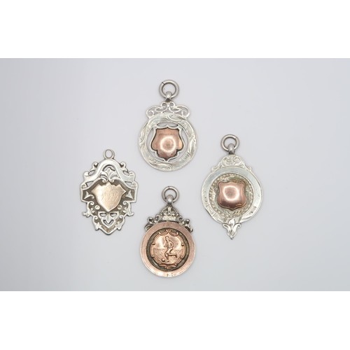 A Group of 4 Silver & Gold inlay watch fobs. Weight: 35.8g