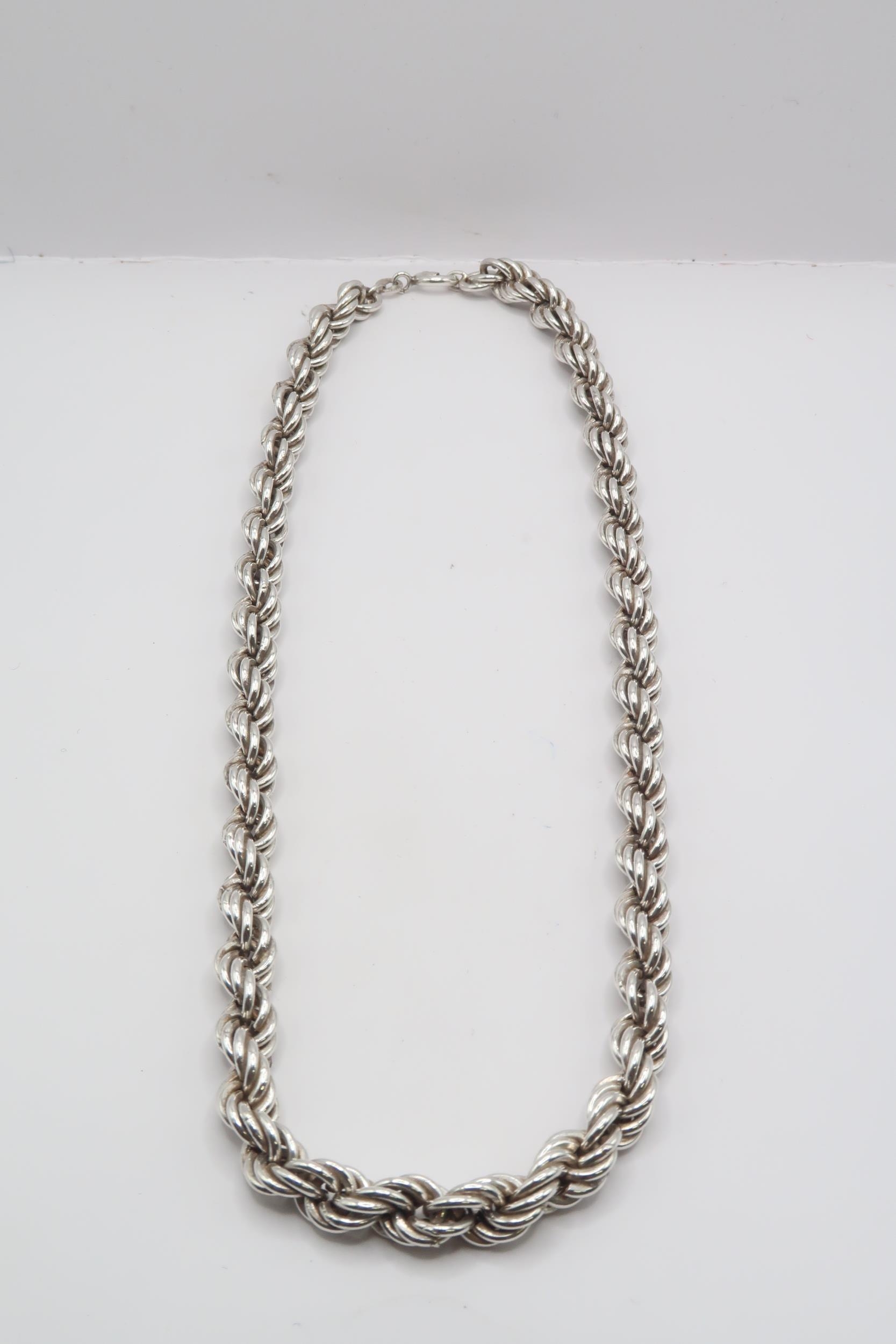 A Thick Silver Rope Chain approx. 7mms Diameter x 40cms Long, Weight 25grms