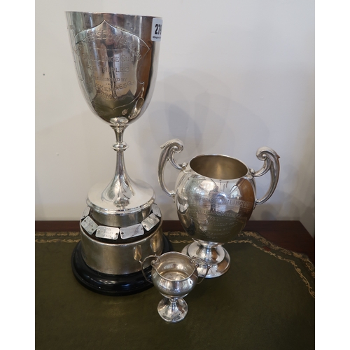 A Group of Three Sterling Silver Trophies, All Feature Engraving, With ...