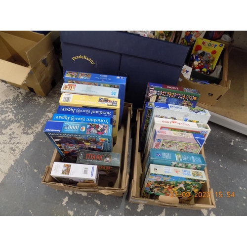 2 Boxes of Jigsaws and Puzzle Caddy