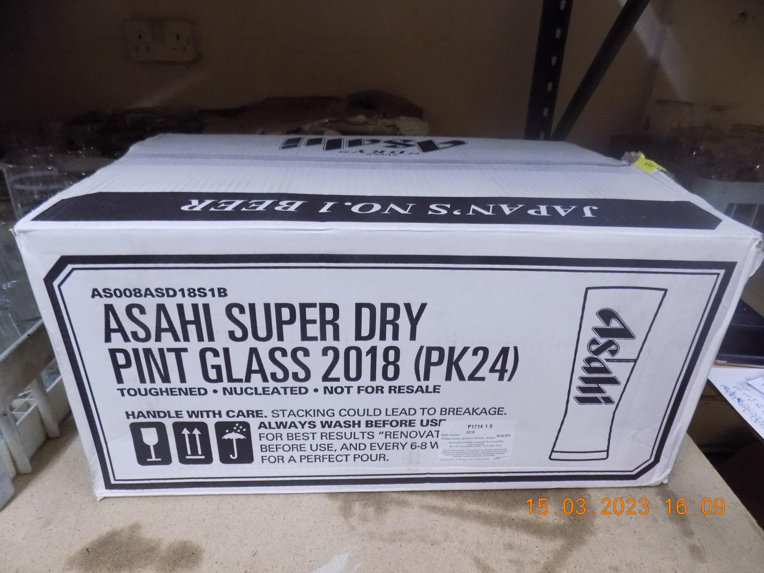 Box of 24 Asahi Super Dry Pint Glasses