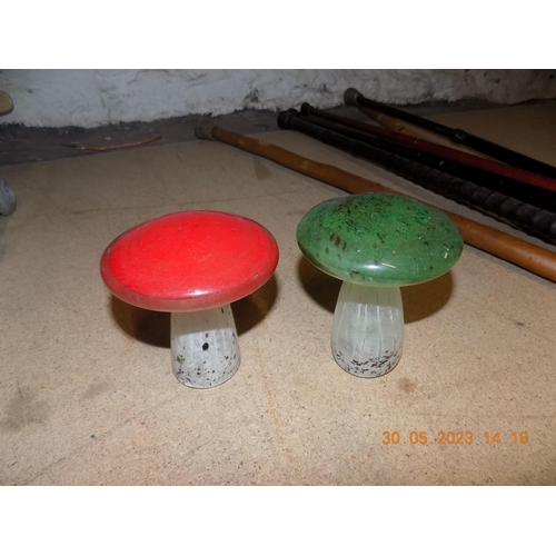 2 Glass Toadstools