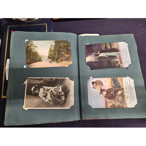 Vintage Postcard Album full of 100 Vintage early 1900's mainly UK Topographical, Greeting and Actres