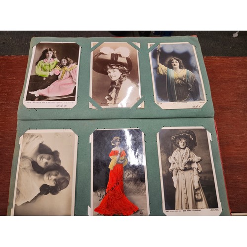 Vintage Postcard Album of 50+ Vintage Early 1900's Postcards. Mainly UK Topographical and Actresses,