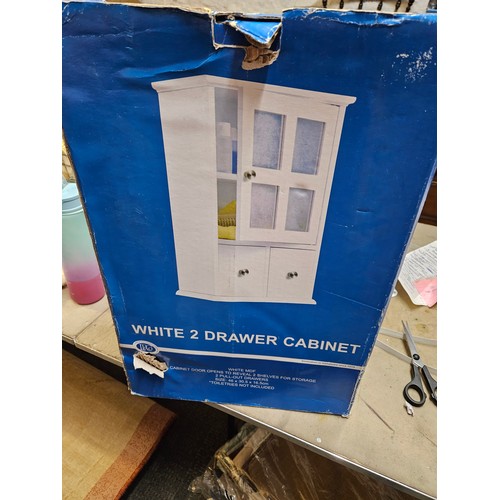 Boxed White 2 Drawer Cabinet