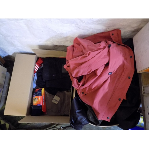 2 Large Boxes of Clothes including Coats - Some New