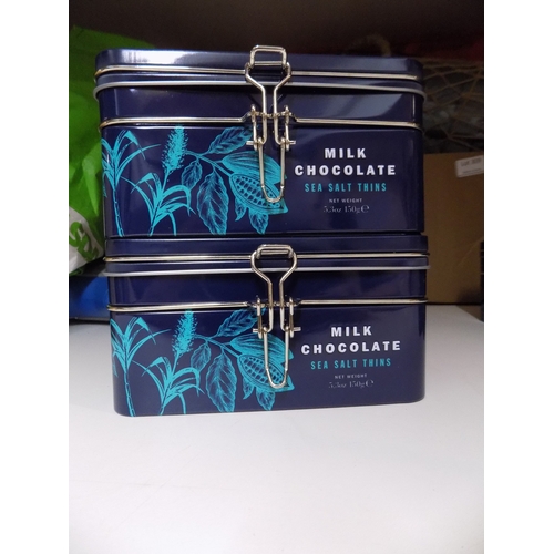 2 Tins of Cartwright and Butler Milk Chocolate Sea Salt Thins