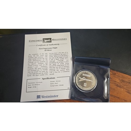 Concorde First Supersonic Flight £5 Silver Coin