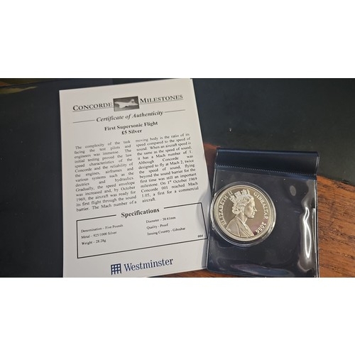 Concorde First Supersonic Flight £5 Silver Coin