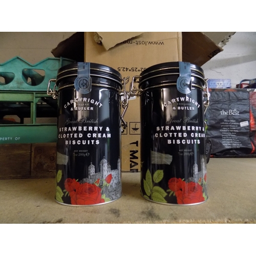 2 Tins of Cartwright & Butler Strawberry and Clotted Cream Biscuits