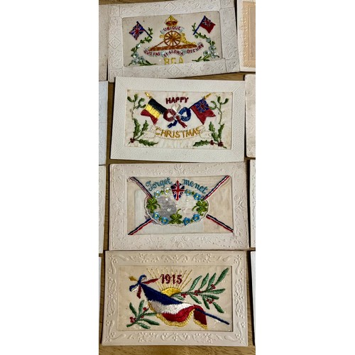 This Postcard Lot is a collection of original 12 embroidered Silk WW1 ...