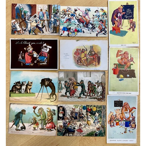 11 Genuine Early Animal Anthropomorphic postcards some Artist Drawn ...