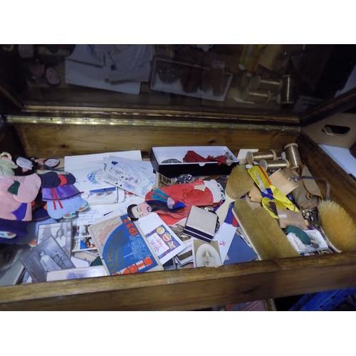 Large Display Box of Ephemera and Collectables