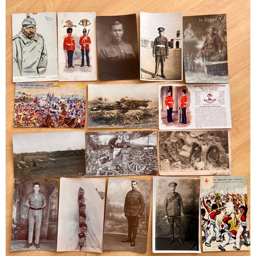 16 Genuine Early WW1 Postcards with Army, Solider and Military Regiment ...