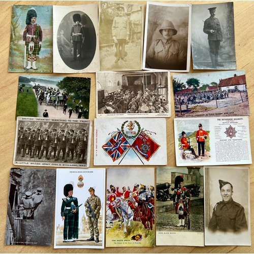 16 Genuine Early WW1 Postcards with Army, Solider and Military Regiment ...