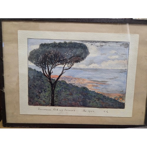 A selection of signed 1920's artwork
