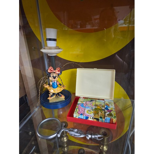 Vintage Minnie Mouse Lamp, Snow White Puzzle and Magnifying Glass