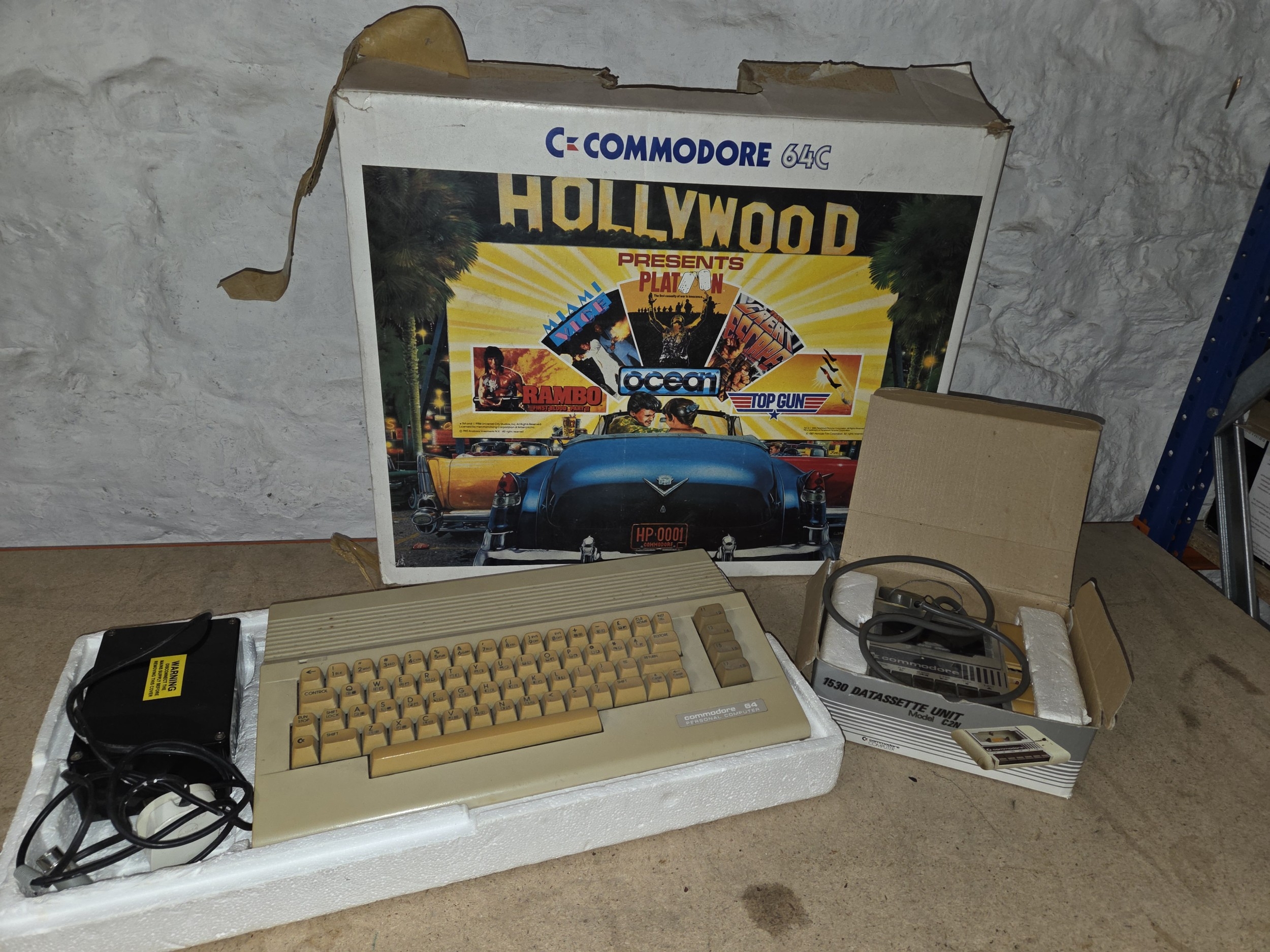A Collection of Commodore 64C Hollywood Ocean Edition Items