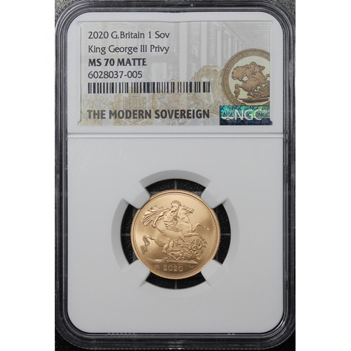 2020 Sovereign, NGC MS70 Matte, Elizabeth II. GR privy in exergue ...