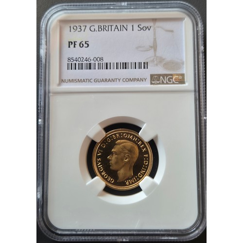 NGC PF63-PF65 1937 Gold proof 4-coin set struck for the Coronation of George VI. The set comprises f