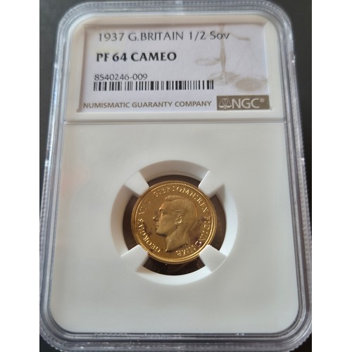 NGC PF63-PF65 1937 Gold proof 4-coin set struck for the Coronation of George VI. The set comprises f