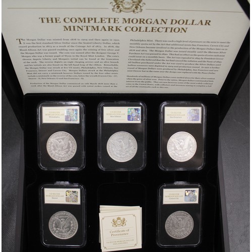 USA, The Morgan Dollar Mint Mark Collection. A selection of five Morgan ...