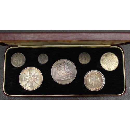 1887 7-coin silver specimen coin set, Victoria Jubilee head. Comprising ...