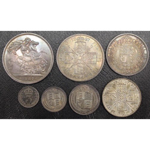 1887 7-coin silver specimen coin set, Victoria Jubilee head. Comprising ...