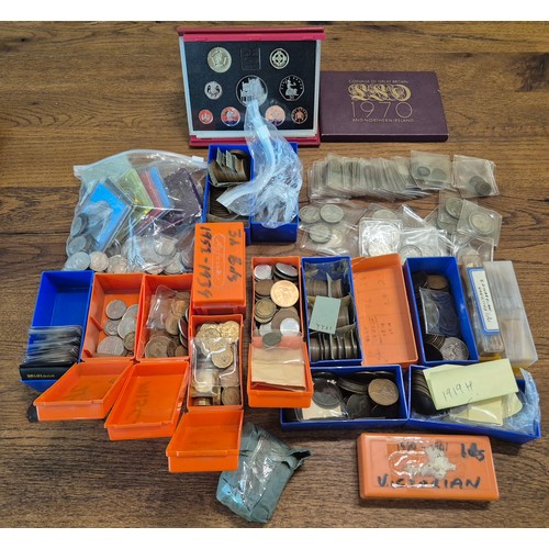 A large assortment of mixed decimal and pre-decimal coins to include ...
