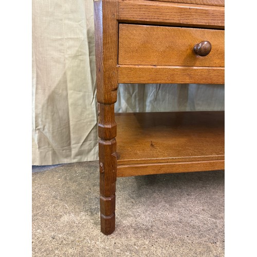 A solid light oak serving/ side table by Robert 'Mouseman' Thompson ...