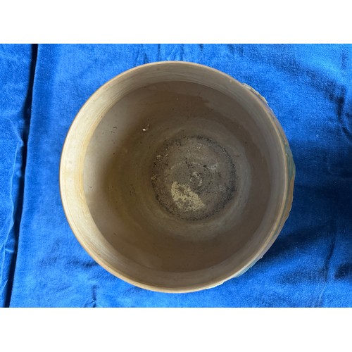 A Royal Doulton, Lambeth, siliconware open vase with brown ground and ...