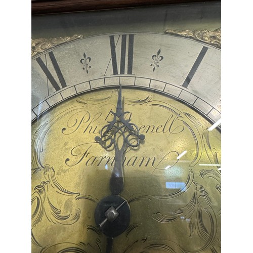 An antique rope wind single hand clock by Phil P. Avenell, Farnham, in ...