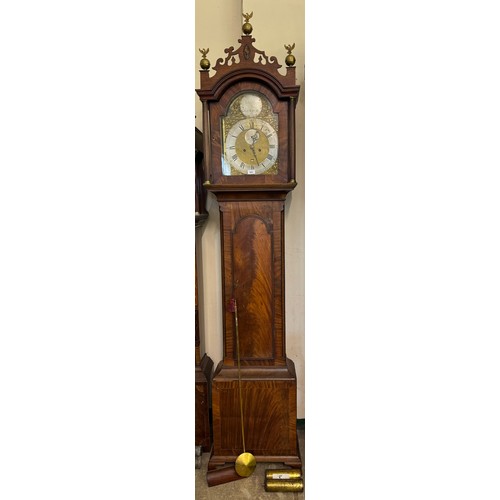 A late 18th century longcase clock with 8-day striking movement having ...