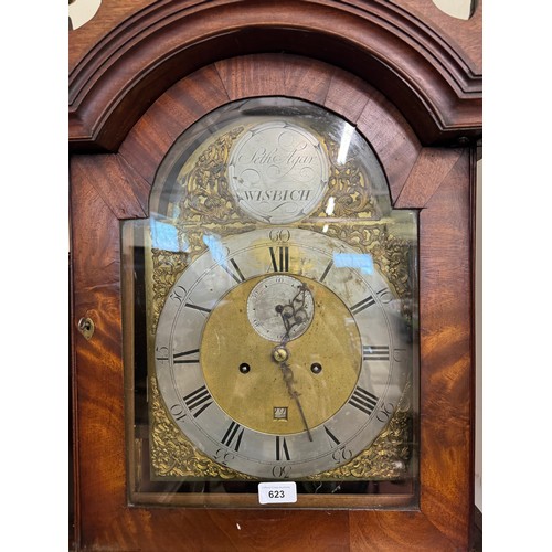 A late 18th century longcase clock with 8-day striking movement having ...