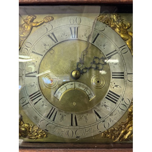 An unusual 18th century oak cased, longcase clock, with brass and ...
