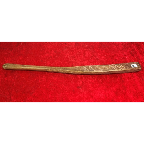 Carved wooden native club