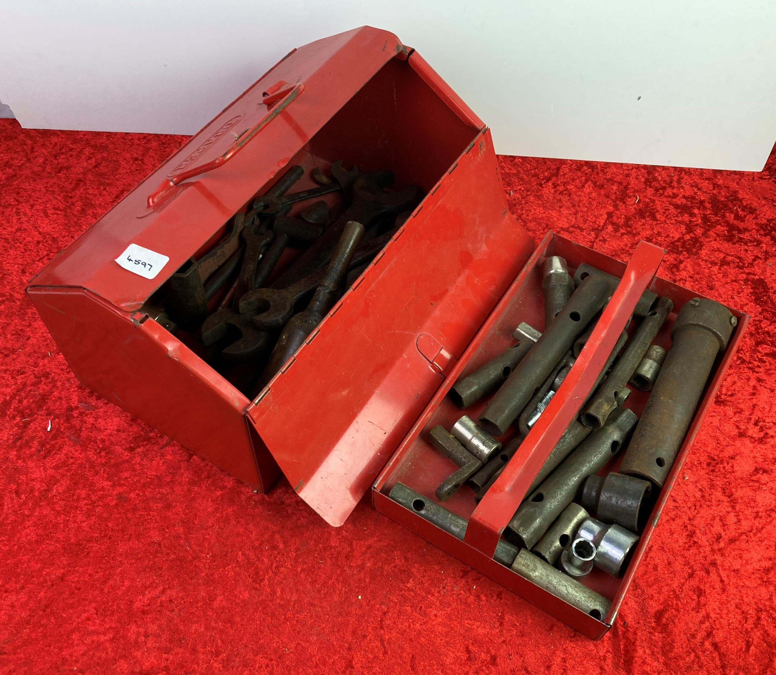 Draper tool box with some cracking old spanners and sockets