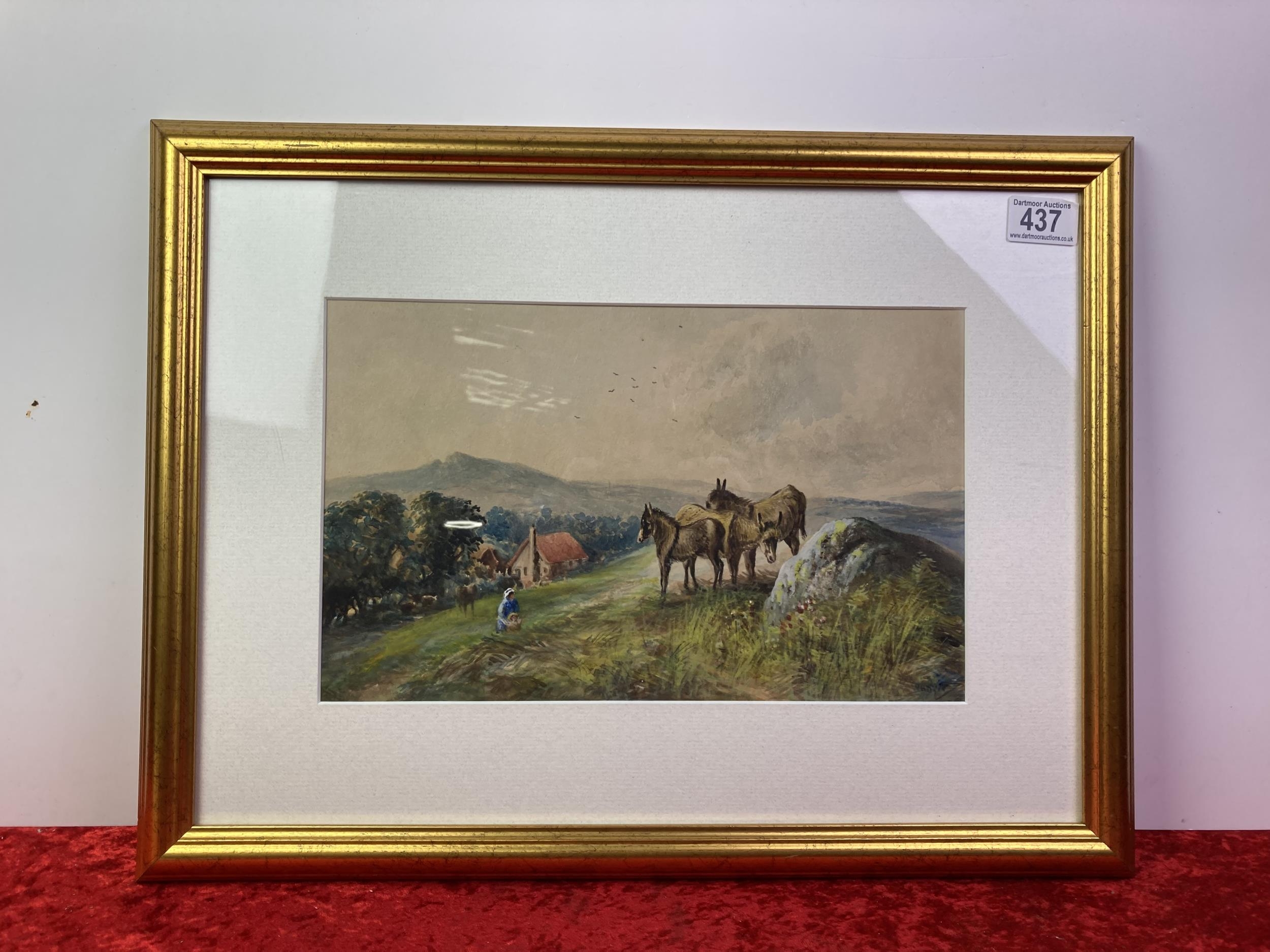 William Henry Dyer: Watercolour view of Pinchaford Farm and Hay Tor ...