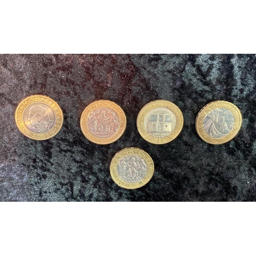 Five collectible two pound coins inc. Magna Carta x 2, Shakespeare ...