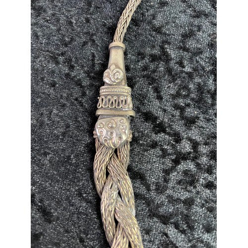 Nepali/Kathmandu braided silver metal woven necklace. 53 cm length