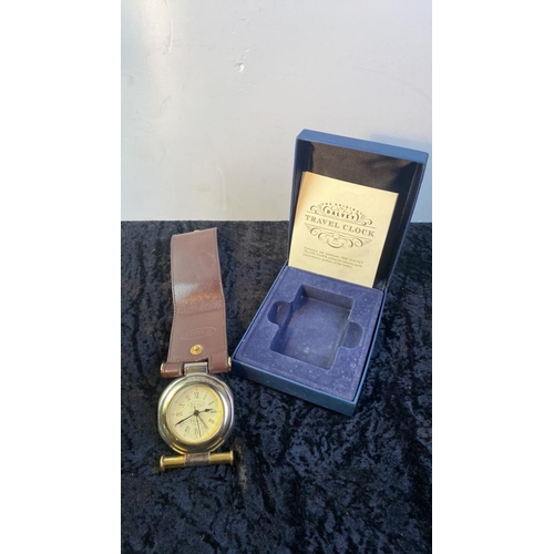 The Original Dalvey Travel Clock in a leather wallet, battery operated ...