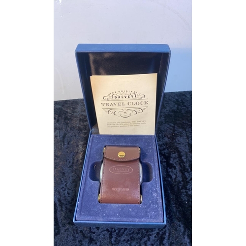 The Original Dalvey Travel Clock in a leather wallet, battery operated ...