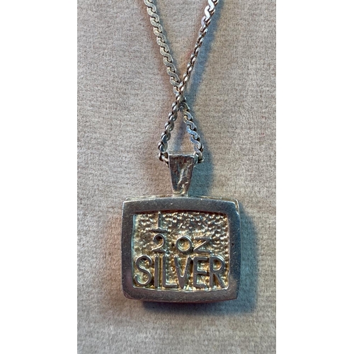 Hallmarked silver ‘1/2 ounce silver’ pendant on silver chain, 20.7g total