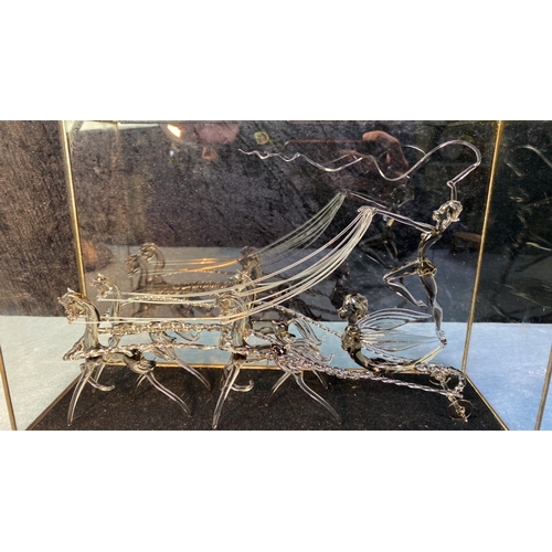 Exquisite and extremely fine art Murano glass chariot with winged ...