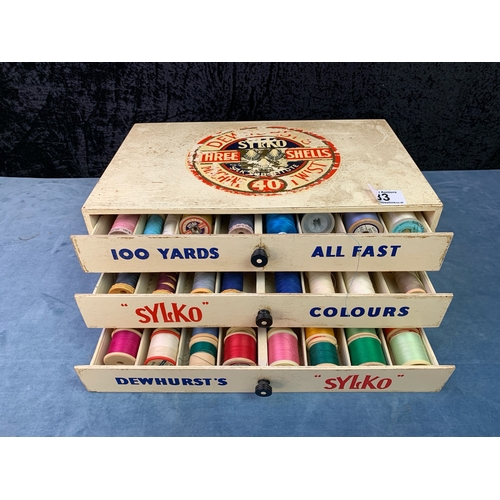 Vintage Dewhurst’s Sylko cotton sewing thread shop display drawers with ...